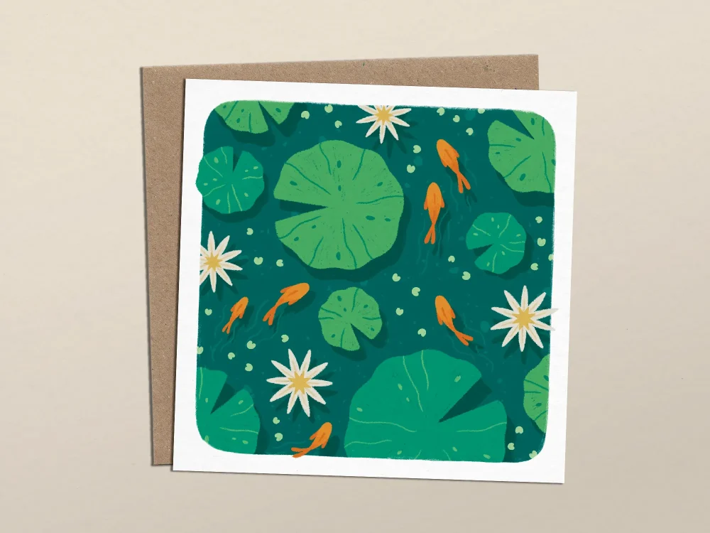 Lily Pad Greetings Card | Clare Lewis Illustration